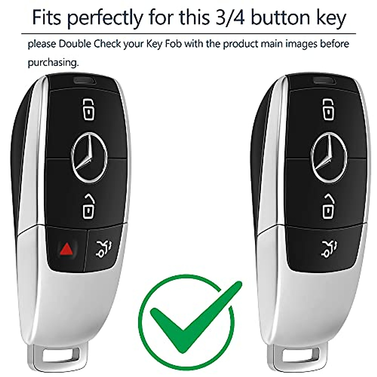 Lcyam Key Fob Cover Smooth Durable Remote Case Fits for Mercedes-Benz A220 E63S AMG E-Class GLE 350 4MATIC E300 E400 E43 W213 Smart Key 2019 2020 2021, Black