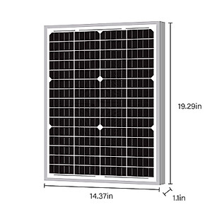 Newpowa 30W 24V Solar Panel High-Efficiency Monocrystalline 24V PV Module Designed for 24V Off Grid System, Charge Your 24V Battery of RV, Boat, Camper, Trailer, Gate Opener