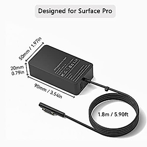 Surface Pro Charger, 65W Power Supply Adapter for Microsoft Surface Pro X/9/8/7/6/5/4/3, Surface Laptop 2/3/4, Surface Laptop Go, Surface Go, Surface Book 1/2/3, with Power Cord