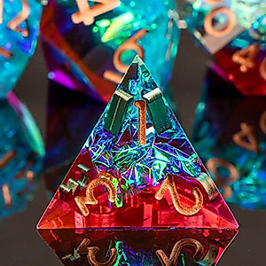 KERWELLSI Resin DND Dice Set D&D, Dungeons and Dragons Dice with Box, 7 Piece Polyhedral Role Playing Dice, Sharp Edge RPG D and D Dice D20 D12 D10 D8 D6 D4