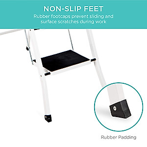 Best Choice Products 4-Step Portable Folding Heavy-Duty Steel Ladder w/Hand Rail, Wide Platform Steps, 330lbs Capacity