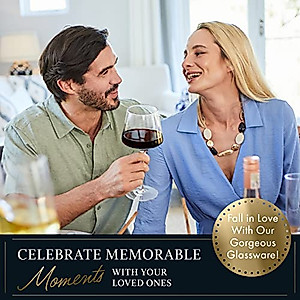 Modern Red Wine Glasses Set of 4 – Hand Blown Crystal Wine Glasses – Tall Long Stem Wine Glasses – Unique Large Wine Glasses with Stem For Cabernet, Pinot Noir, Burgundy, Bordeaux – 22oz Clear