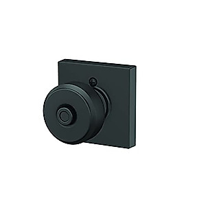 SCHLAGE F40 BWE 622 COL Bowery Knob with Collins Trim Bed & Bath Privacy Door Lock, Matte Black