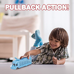 ArtCreativity Pull Back Rhino Safari Animal Bus for Kids, 7 Inch Rhino Design Bus with Pullback Mechanism, Durable Plastic Material, Safari Party Decorations, Best Birthday Gift for Boys & Girls