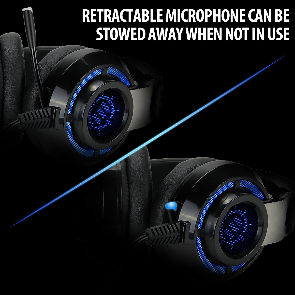 ENHANCE Scoria USB Gaming Headset with Noise Cancelling Mic, 7.1 Surround Sound, Bass Vibration, LED Lighting & In-Line Controls - Gaming Headphones for PC, Laptop, PS5, PS4 - TeamSpeak Certified