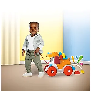 Mega Bloks Pull-Along Puppy Preschool Building Set with Block Pooping, Multi (GNW63)