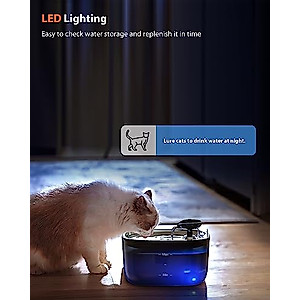 Stouchi Cat Water Fountain 85oz/2.5L, Stainless Steel Pet Water Fountain for Cats Dogs Inside with Led Light, Ultra-Quiet Cat Water Dispenser Bowl, Cat Waterer Fountain for Multiple Pets, Black
