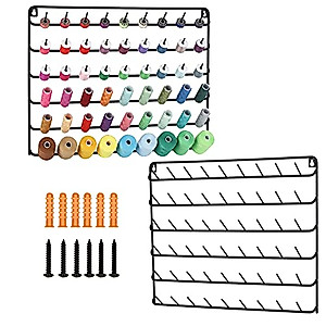 HAITRAL 54-Spool Sewing Thread Rack 2 Packs, Wall-Mounted Sewing Thread Holder with Hanging Hooks, Metal Organize for Mini Sewing, Quilting, Embroidery, Jewelry