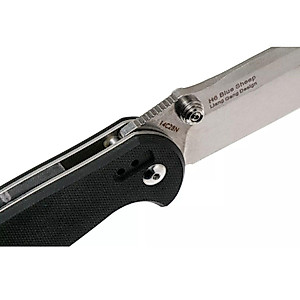 Real Steel Knives H6 Blue Sheep Folding Knife - 3.74" Alleima 14C28N Stonewashed Blade, Black G10 Handle, Liner Lock - Perfect for Camping, and Daily Cutting Tasks - Hunting Knife for Men Women