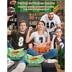 YAYIP 50 Pack Paper Food Trays Disposable with Football Style, Nacho Trays and Hot Dog Tray with Grease Resistant Liner Papers Waxed Deli Sheets for Movie Night Supplies, Food Serving Boats for Snacks