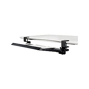 Kantek Clamp On Under Desk Ergonomic Computer Keyboard Tray Holder, Adjustable Tray Slides Out With Tilt Control, Easy Mounting, 20" X 11.5", Black