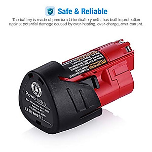 Powerextra 2 Pack 12V 3000mAh Lithium-ion Replacement Battery Compatible with Milwaukee M12 48-11-2411 48-11-2420 48-11-2401 48-11-2402 48-11-2401 12-Volt M12 Cordless Tools