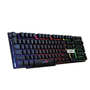 Sdoveb LeiDiKai R260 Professional Gaming Keyboard Colorful Crack LED Illuminated Backlit USB Wired PC Rainbow Gaming Keyboard, Length 44cm Wide 13.5cm