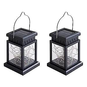 BesYouSel Solar Decorative with Fairy LED Lights Lanterns Waterproof Hanging Lantern Lights Battery Operated, for Outdoor Garden Hanging Lanterns Outdoor, Party Decorative, Colorful, Pack of 2