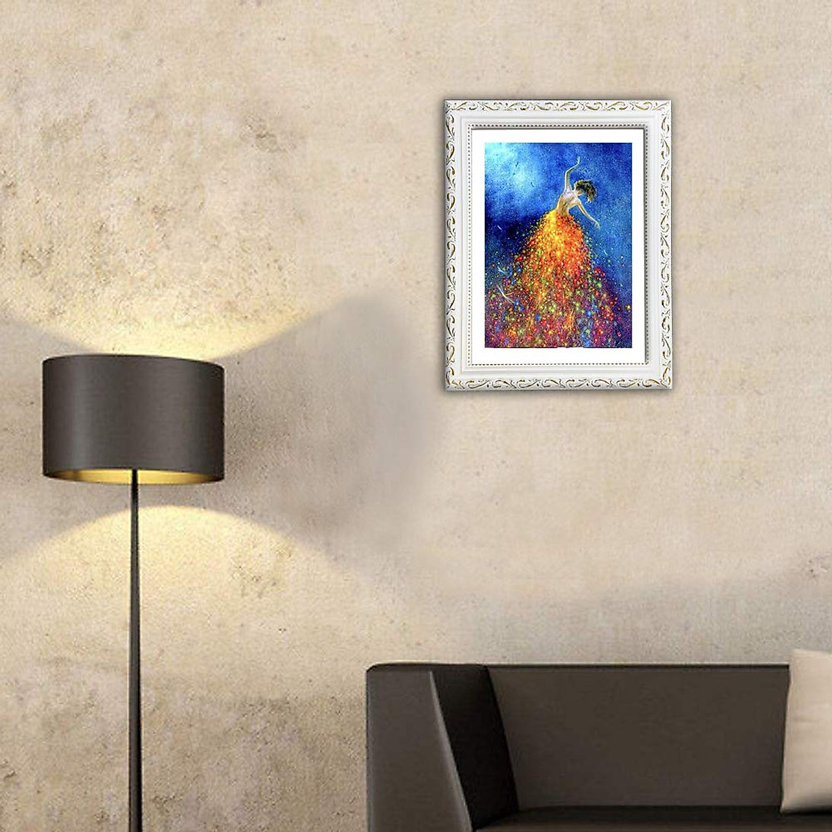 Betionol Diamond Painting Frames, Classic White Nature Solid Wood Frame Covered Plaster Fit For 12x16 inch/30x40cm Photos or Prints, Including Plexiglass and Back Mat and Hanging Kits