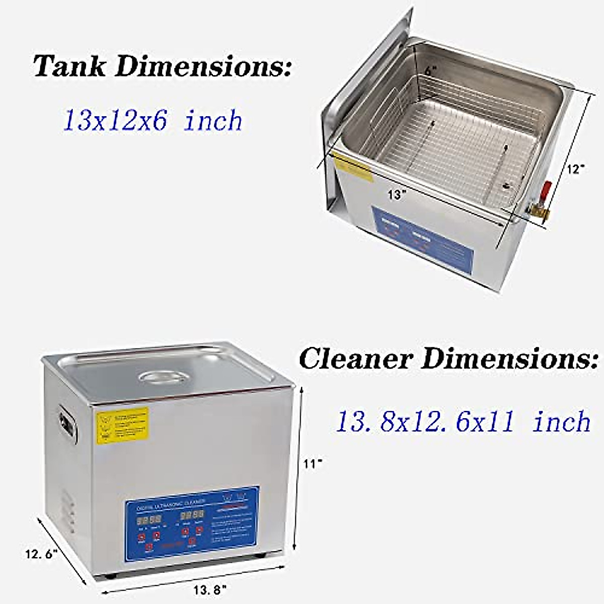 AZUIZUIF 15L/3.9gallon Industrial Ultrasonic Cleaner with Digital Timer&Heater 300W+360W for Screwdriver Repairing Tools Industrial Parts Mental Instrument Apparatus Cleaning 40kHz