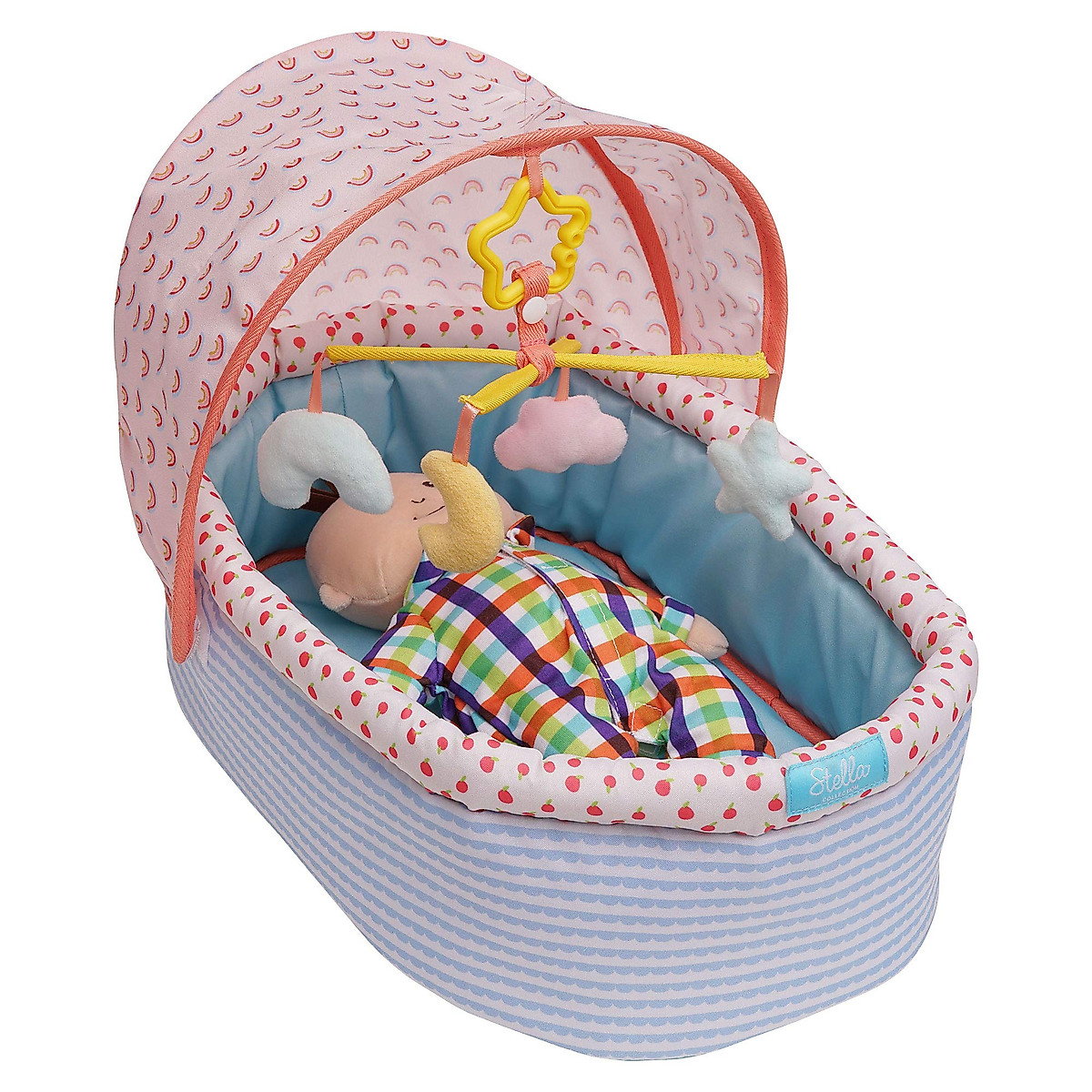 Manhattan Toy Stella Collection Soft Baby Doll Crib with Removable Canopy and Mobile for 12" to 15" Baby Dolls