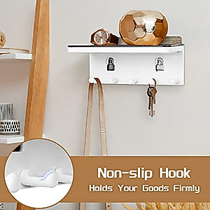 Arrozon Key Holder for Wall Decorative Modern Small Key Hooks with Shelf Farmhouse Key Rack Organizer Wall Decor for Home Entryway Hallway Office