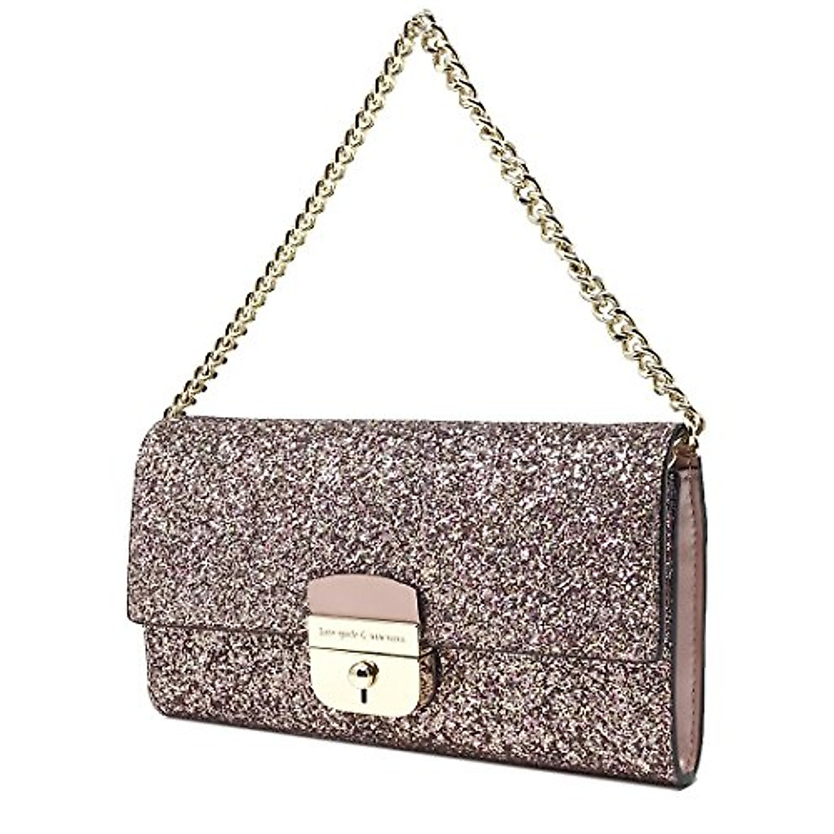 Kate Spade New York Pink Glitter Sunset Lane Milou Wallet Clutch + Chain
