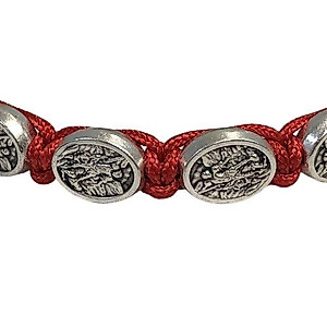 20th Street Products Saint Michael- Red- Slipknot Adjustable Bracelet plus The Life and Prayers of Saint Michael The Archangel book and Saint Michael Laminated Prayer Card