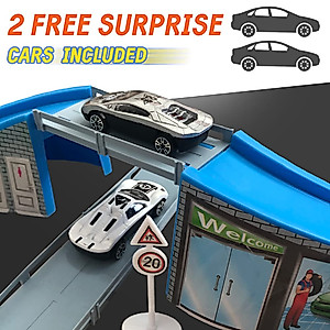 Garage Toy Set Car Vehicle Building Parking Lot Race Tracks for Boys with 1 Helicopter and 2 Random Cars Durable Garage Playset for Boys, Kids, Toddler Great Race Track Perfect Car Track (4 level red)