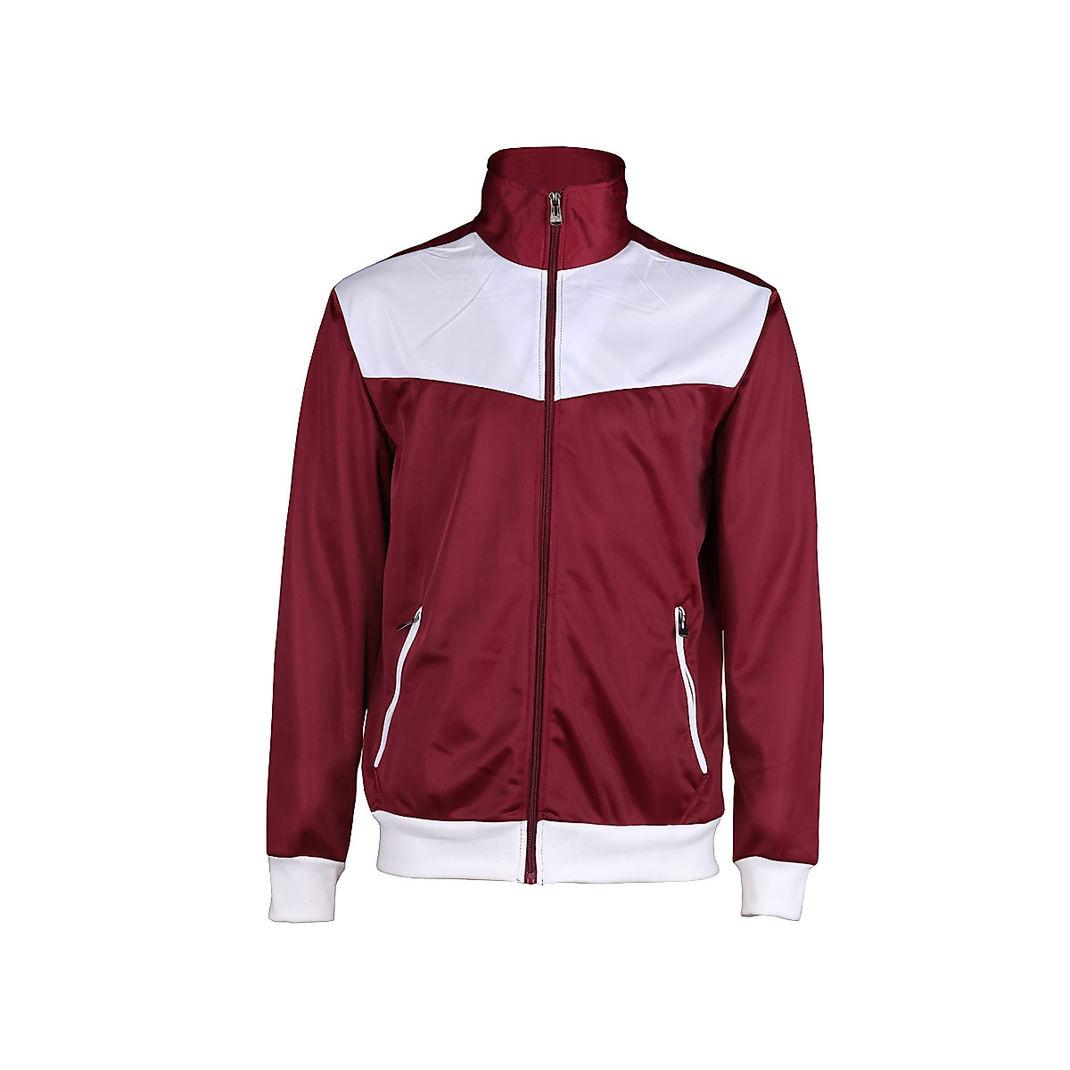 Men Classic Full Zip Track Jacket and Jogging Track Pant Active Wear Sports Tracksuit Set (Burgandy, S)