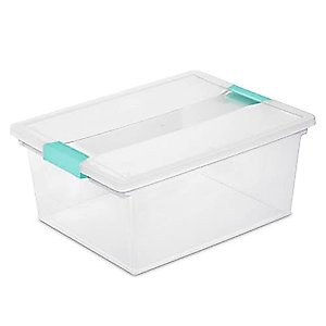 Sterilite 14x11x16.25 inch Deep Clear Plastic Stackable Storage Container Bin Box Tote w/Clear Latching Lid Organizing Solution for Home & Classroom