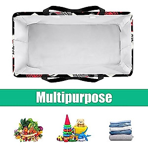 KQNZT Reusable Grocery Bags, Heavy Duty Reusable Shopping Bags, Large Tote Bags with Long Handles and Reinforced Bottom, Pink Skull Flowers Mexican Style