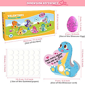 SURCVIO 24 Pack Valentines Day Gifts for Kids, Dinosaur Egg with Dinosaur 3D Greeting Cards for Kids, Valentine's Day School Prize Party Favor, Classroom Exchange Gift Set