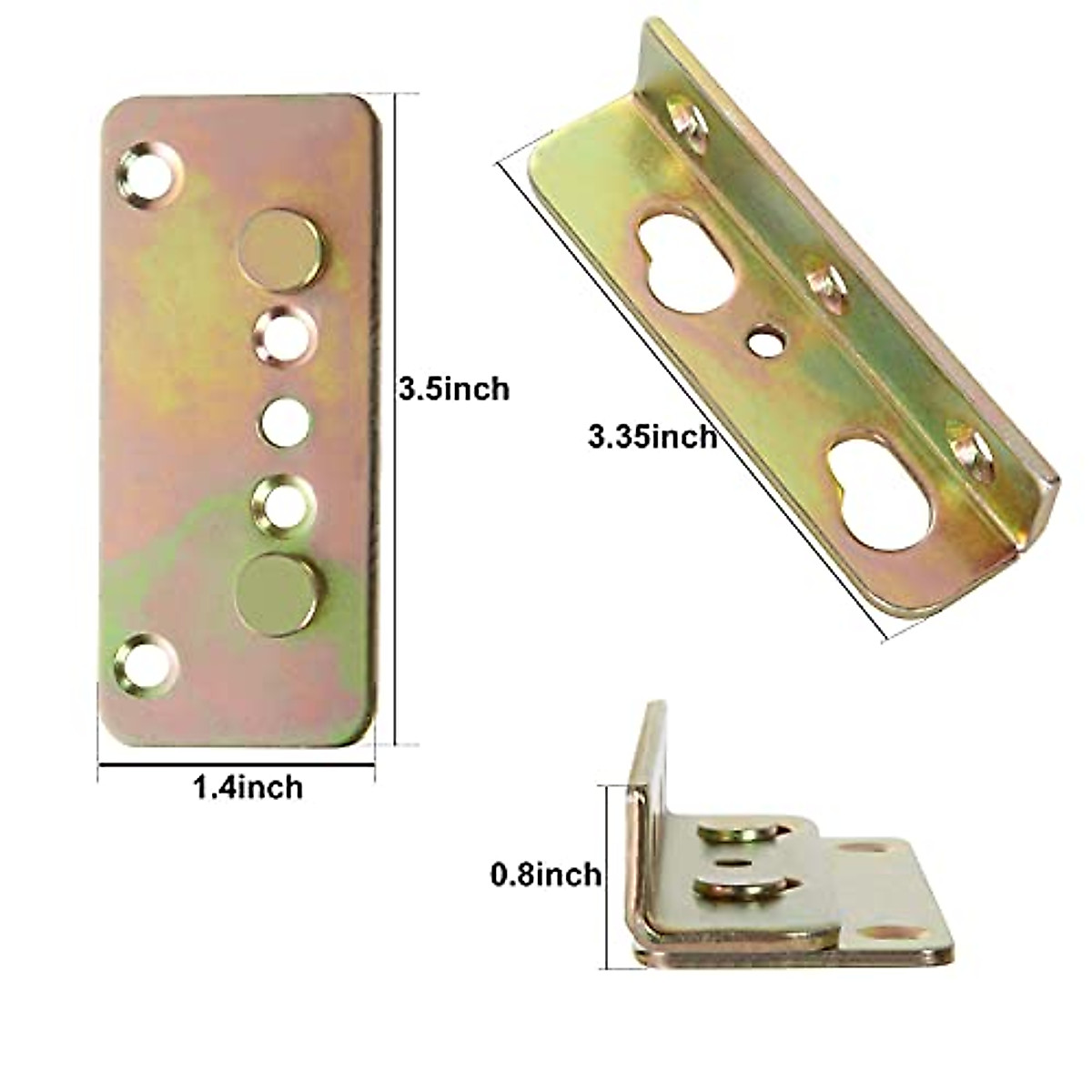 CYEAH 12PCS Bed Rail Brackets Heavy Duty Non-Mortise Wooden Bed Rail Fittings, Rust Proof Bed Frame Hardware Brackets for Connecting to Wood, Headboards and Foot-Boards