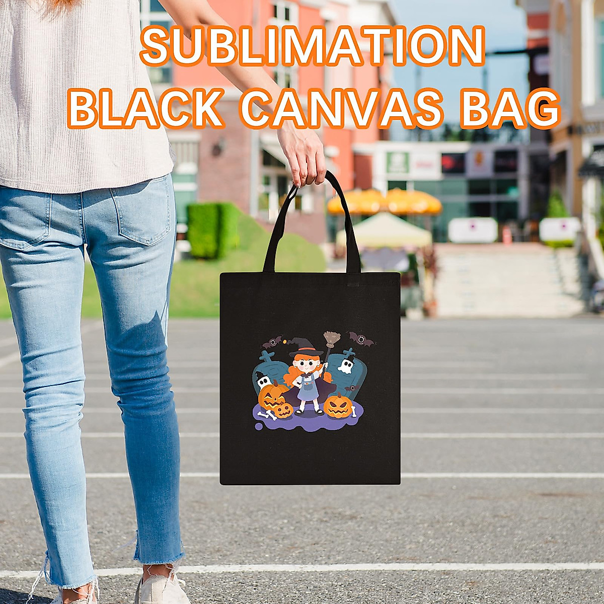 OKBA 10 pcs Sublimation Tote Bags,polyester tote bags for sublimation, DIY customization blank canvas tote bags 12.2 * 14.2 in (black)