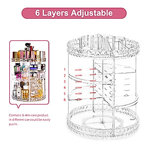 360 Rotating Makeup Organizer Large Perfume Cosmetics Organizer Beauty Organizer Clear Cosmetic Storage Display Case with 7 Layers and Detachable Shelves for Bedroom Dresser or Vanity Countertop