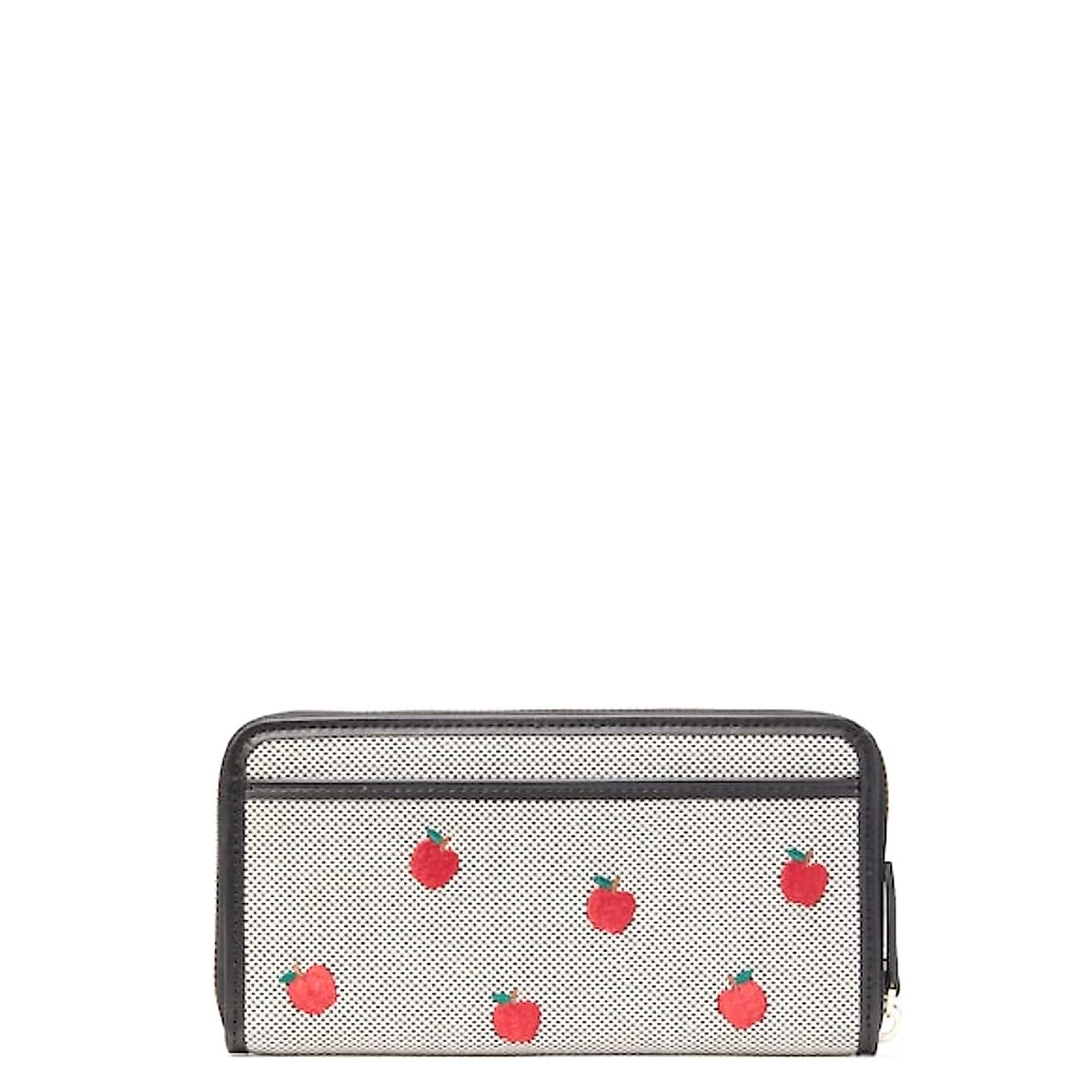 Kate Spade Ella Apple Toss Embroidered Large Continental Zip Wallet Black Multi