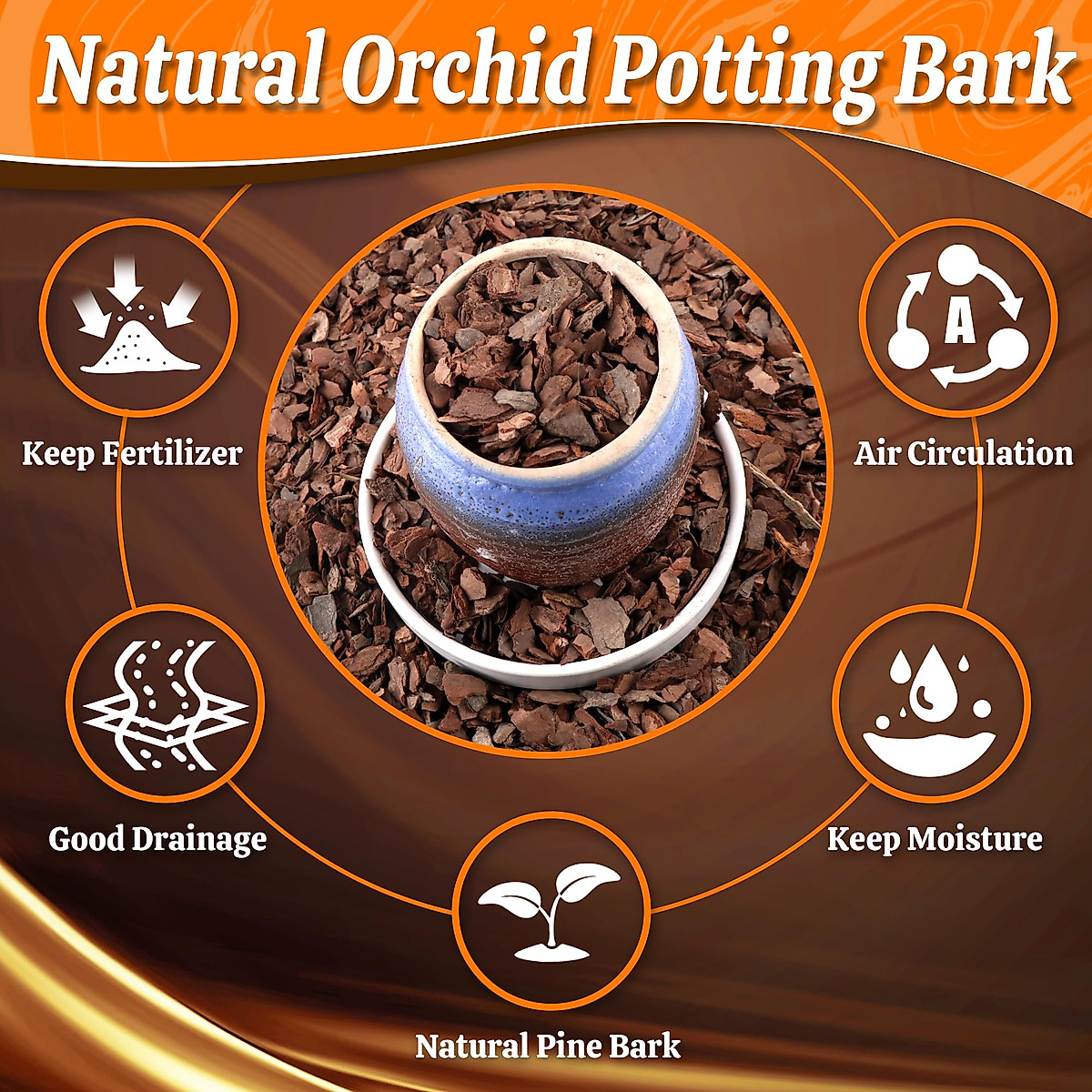 AVALUTION Orchid Potting Bark-3QT Organic Orchid Bark for Plants, All Natural Pine Bark Wood Chips Orchid Bark Potting Mix for Houseplant Mulch, Help Orchid Plants Root Health Development
