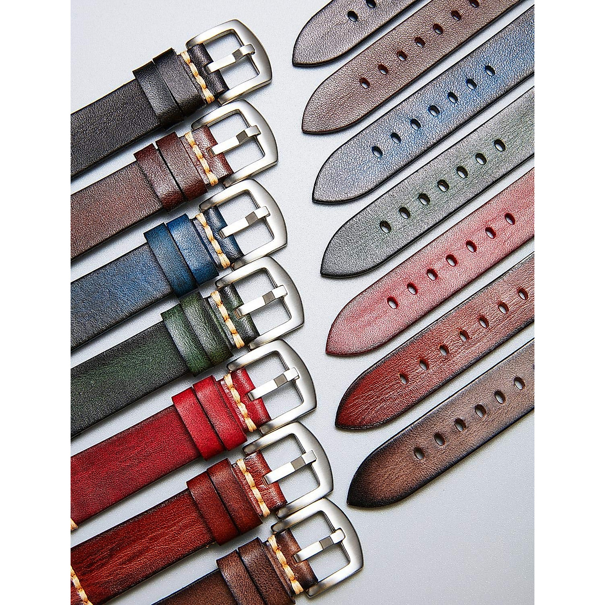 Rubbing Leather Smartwatch Bands Compatible with Samsung Galaxy 46mm/Gear S3/Watch 3 45mm,Huawei Watch GT 2/Pro/Classic,Amazfit GTR 47mm/GTR 2 6 Colors Retro Leather Smartwatch Straps 22mm