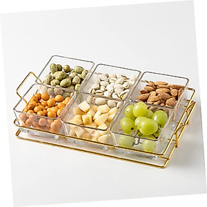 VILLFUL 1 Set Divided Fruit Plate Fruit Tray Candy Tray Appetizer Tray Container with Lid Hot Cocoa Bar Seasoning Jars Serving Dishes Fruit Serving Tray Grid Fruit Dish Dried Fruit Plate
