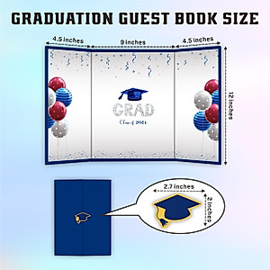 Navy Blue Graduation Signature Board, Grad Cap & Balloons, 18"X12" Class Of 2024 Grad Guest Book Alternative For College & High School Students, Congrats Graduate Gift, Party Favor & Decors - A05