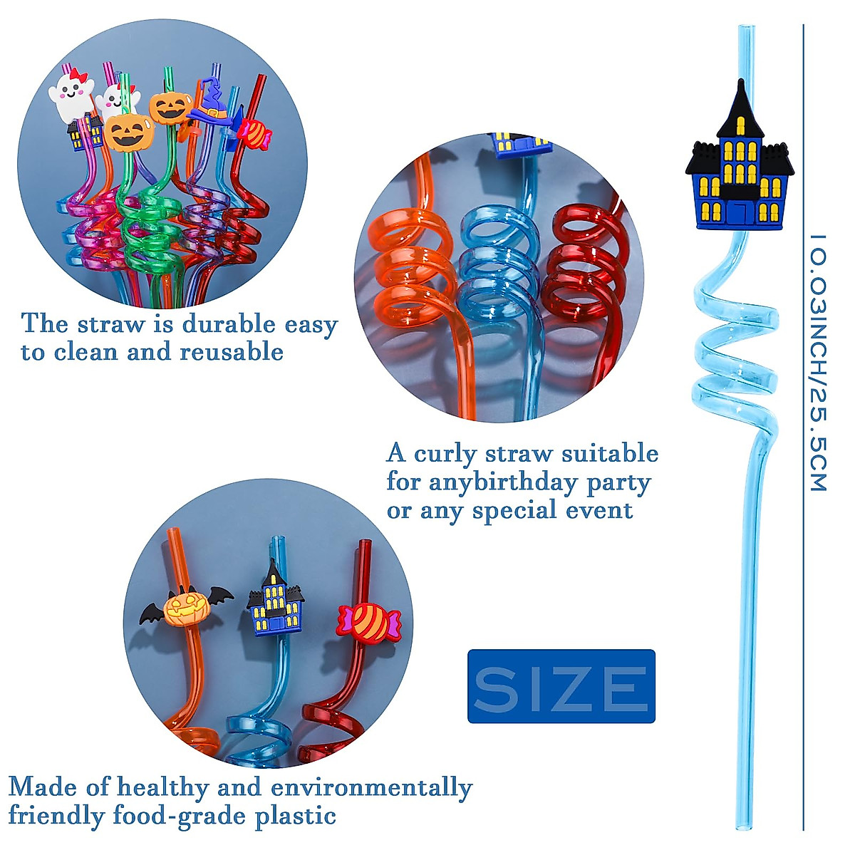 24Pcs Halloween party favors, Party Straw for Halloween Decorations Pumpkin Ghost Cat Halloween themed Party Straws for kids Girls Boys Favors