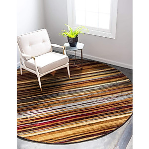 Unique Loom Barista Collection Area Rug - Icatu (4' 1" Round, Beige/ Brown)
