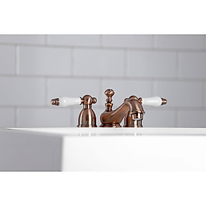 Kingston Brass KS3951PL Restoration Mini Widespread Lavatory Faucet with Porcelain Lever Handle, Polished Chrome