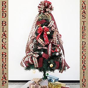 MEEDEE Burlap Wired Ribbon 2.5 Inch 6 Rolls 36 Yards Buffalo Plaid Ribbon for Wreaths, Tree Decorations, Ribbon Garland