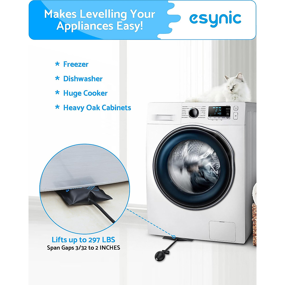 eSynic 2Pack Durable Air Wedge Bags Reliable Air Wedge Pump Bags Anti-slip Air Shim Bags Load-bearing 300lbs/136kg Air Door Lifting Tools with 4 Wedges for Door Window & Furniture Installation etc