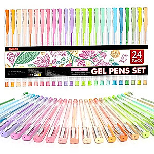 Shuttle Art Pastel Gel Pens, 24 Pastel Milky Colors Gel Pen for Black Paper, Adults Coloring Books Drawing Doodling Crafts Scrapbooking Journaling