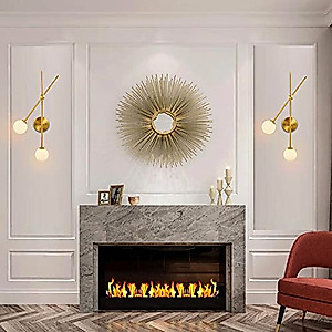 BAODEN Modern 2 Lights Globe Wall Sconce Industrial Wall Lamp with G4 Bulb Mid Century Rotatable Light Fixture Brushed Brass Finished with White Globe Glass Lampshade (Gold Color)