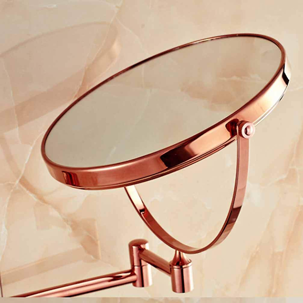 KARAOT Round Mirrors for Walls, 3X Magnification, Normal Double-Sided Bathroom Vanity Mirror Swivel, Extendable Folding, 360° Free Rotation, for Shaving, Makeup