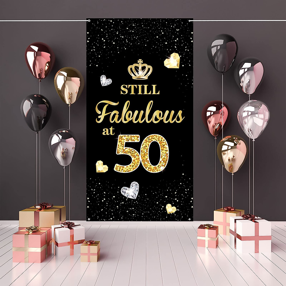 Still Fabulous at 50 Door Banner, Women Happy 50th Birthday Sign Party Door Banner Decorations, Cheers to 50 Years Door Cover Party Decorations