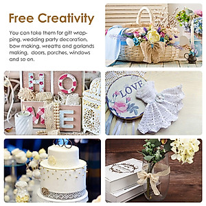 40 Yards Cotton Lace Trim Vintage Lace Ribbon Crochet Cotton Lace Scalloped Edge for Bridal Wedding Decoration Christmas Package DIY Sewing Craft Supply, 5 Yards Each, 8 Styles (Beige)