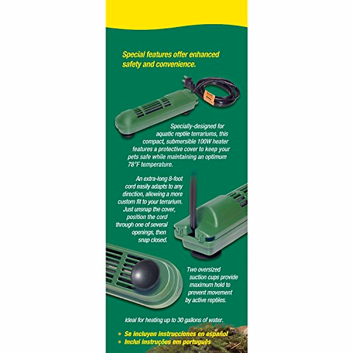 Tetra 26445 Fauna Aquatic Reptile Heater For Frogs, Newts & Turtles,100 Watt,green