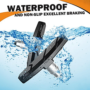 Alritz Bike Brake Pads Set, 4 Pairs Road Mountain Bicycle V-Brake Blocks Shoes with Hex Nut and Shims, No Noise No Skid, 70mm (Black)