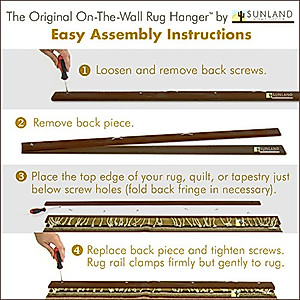 On The Wall Rug Hanger - Red Mahogany Stained Oak (42in)